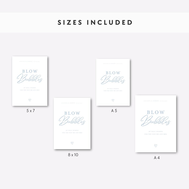 Dusty Blue Wedding Bubble Exit Sign, Editable Reception Decor (digital ...
