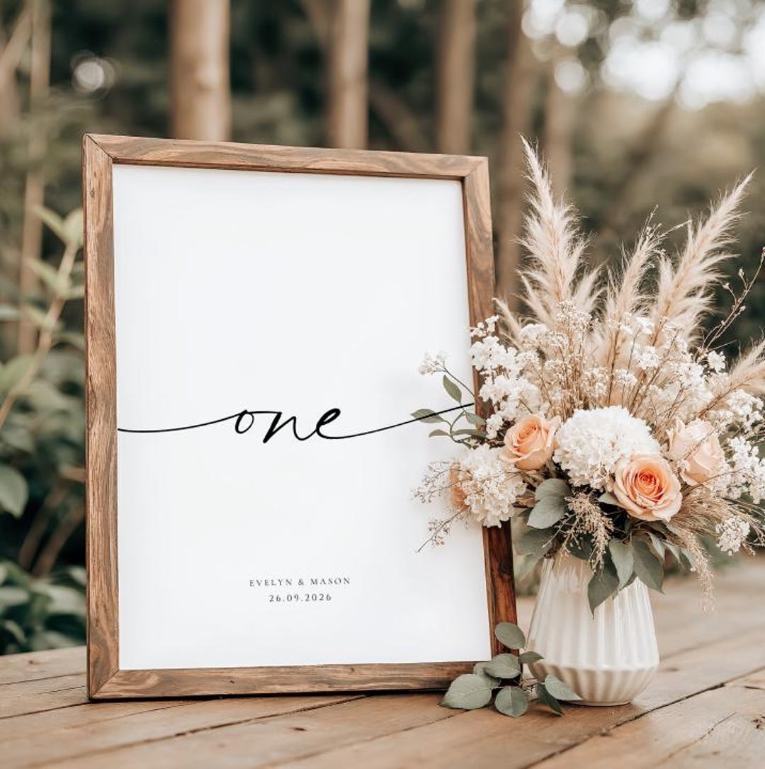 Minimalist Table Number Cards Template, Printable Boho Wedding Sign ...