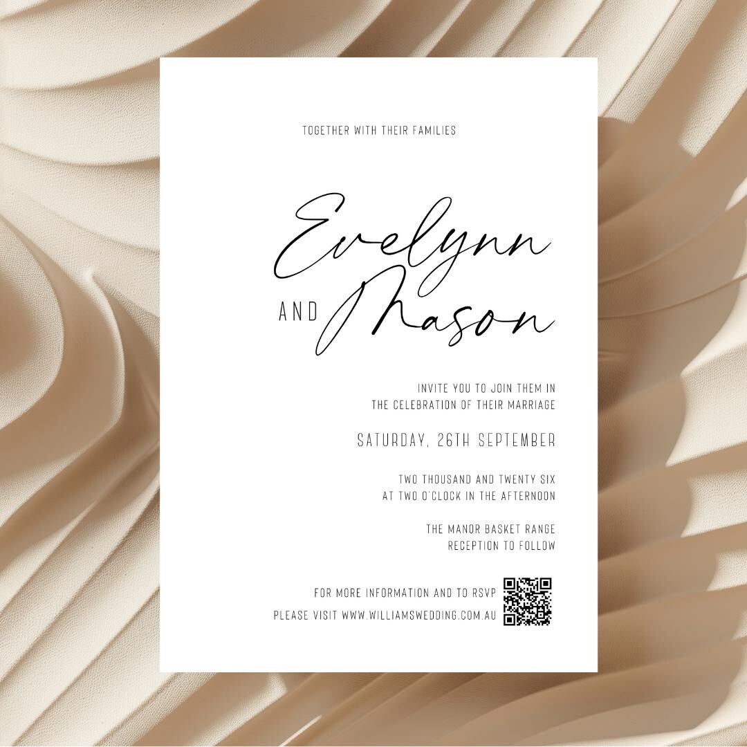 Minimalist Wedding Invitation Template Photo, Printable Wedding ...