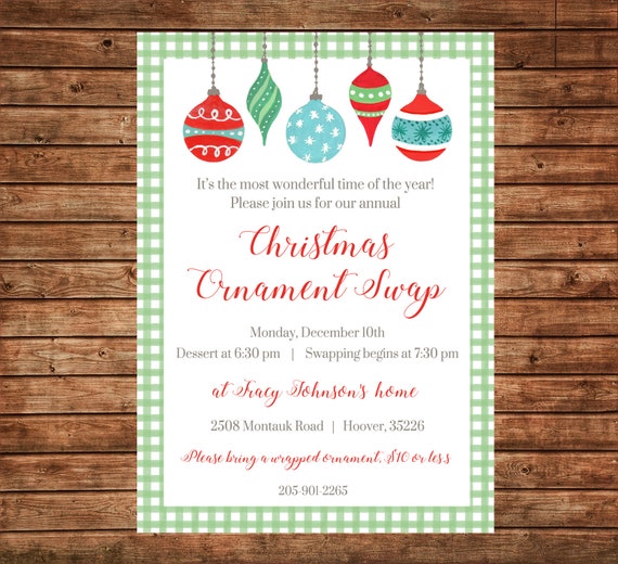 Ornament Exchange Invitation Wording Ladies Ornament Exchange