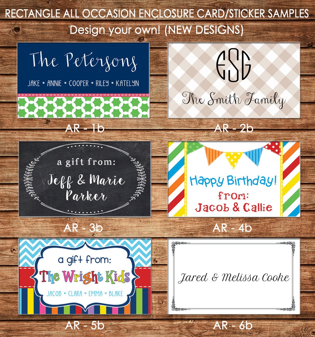 20 Rectangle Personalized Family Sibling Boy Girl Enclosure Cards, Gift ...