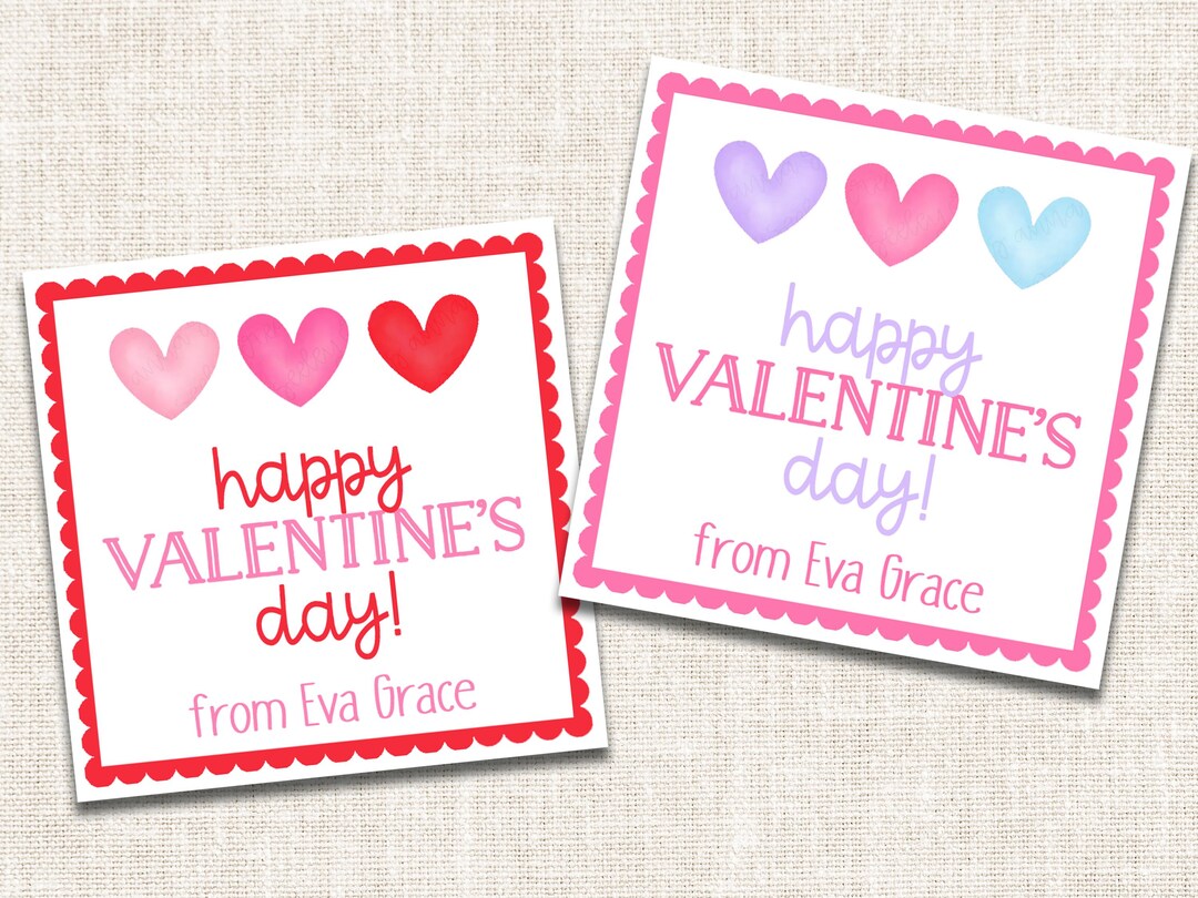 Personalized Valentine Gift Tags, Valentine Enclosure Cards, Valentine ...