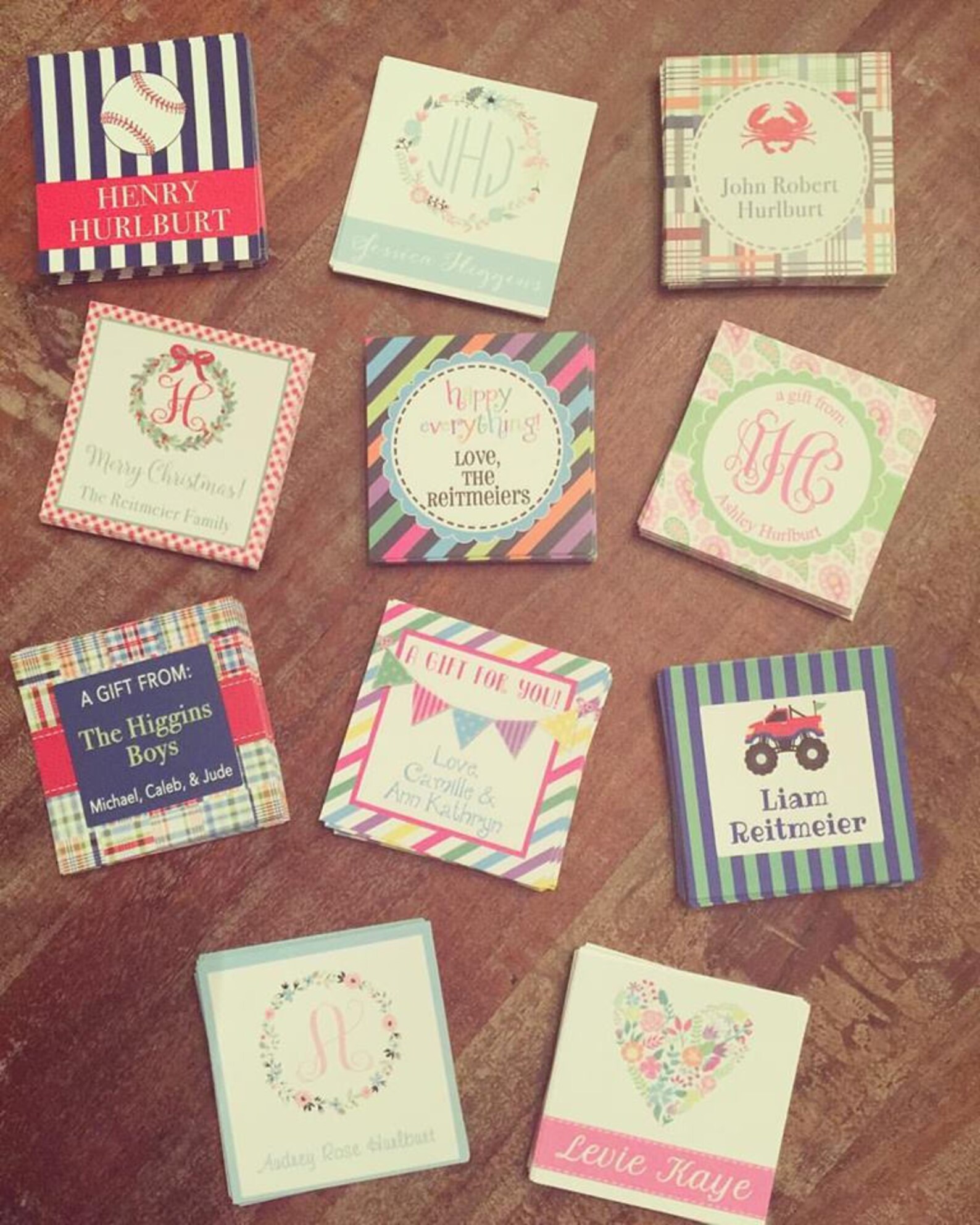 24 Square Personalized Girl Enclosure Cards Gift Stickers - Etsy