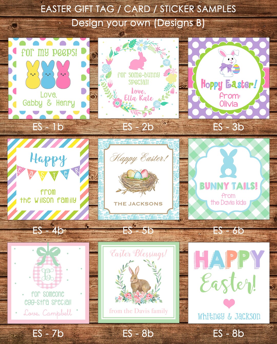 24 Square Personalized Easter Spring Enclosure Cards, Gift Stickers ...