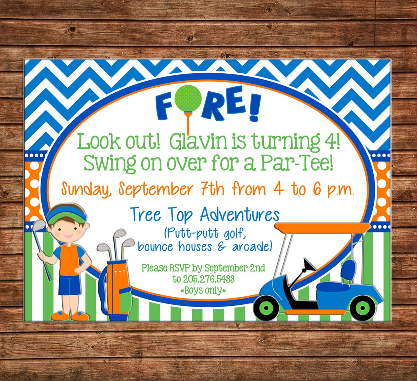 Boy Invitation Putt Putt Miniature Golf Birthday Party Can - Etsy