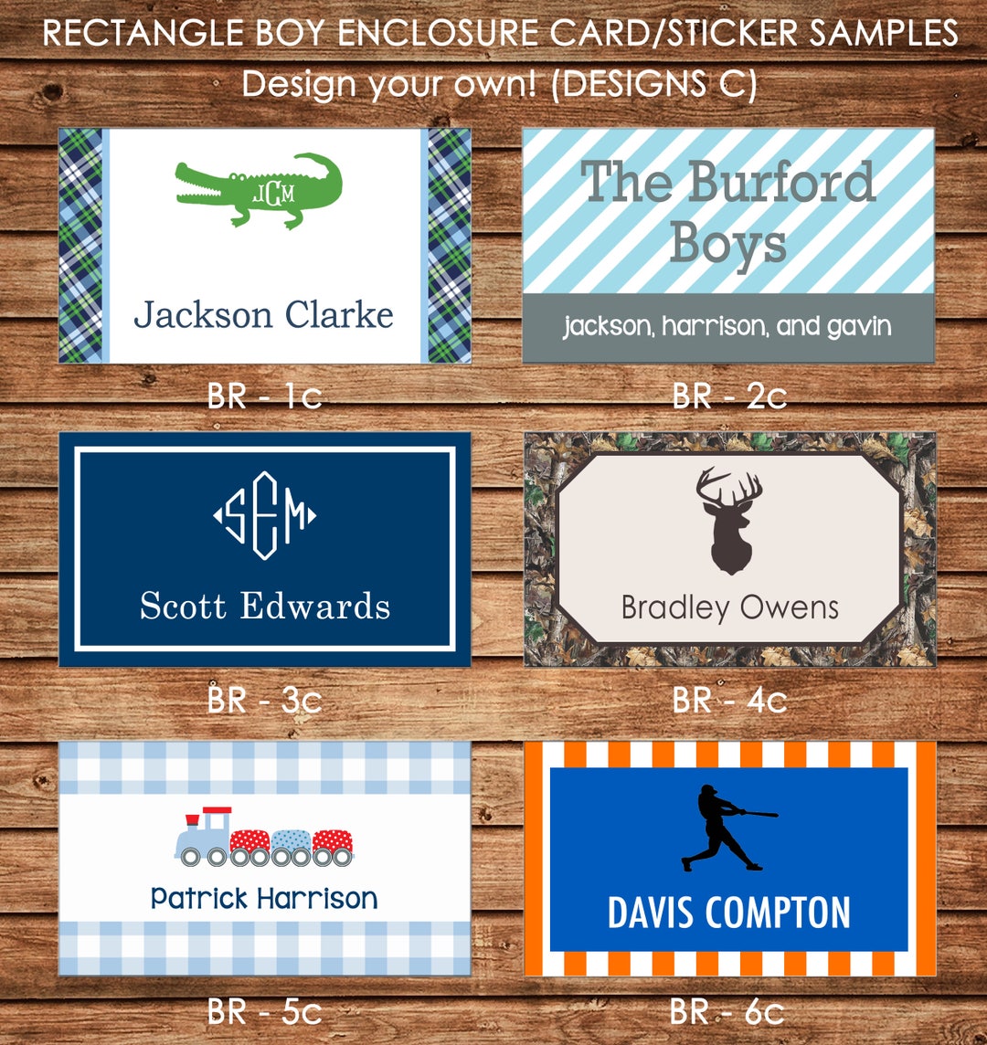 20 Rectangle Boy Enclosure Cards, Gift Stickers, Gift Tags - Etsy