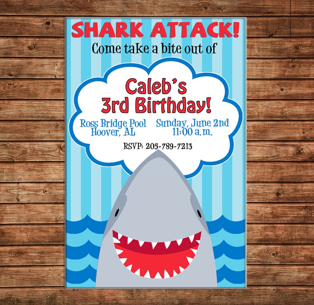 Boy or Girl Invitation Shark Pool Beach Birthday Party - Can ...