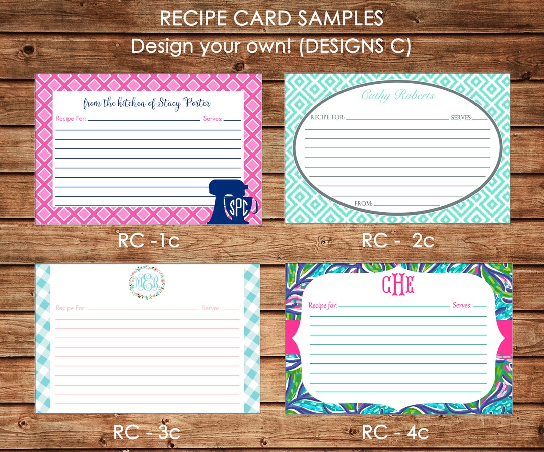 Personalized Recipe Cards - Design Your Own - Choose ONE DESIGN - Etsy