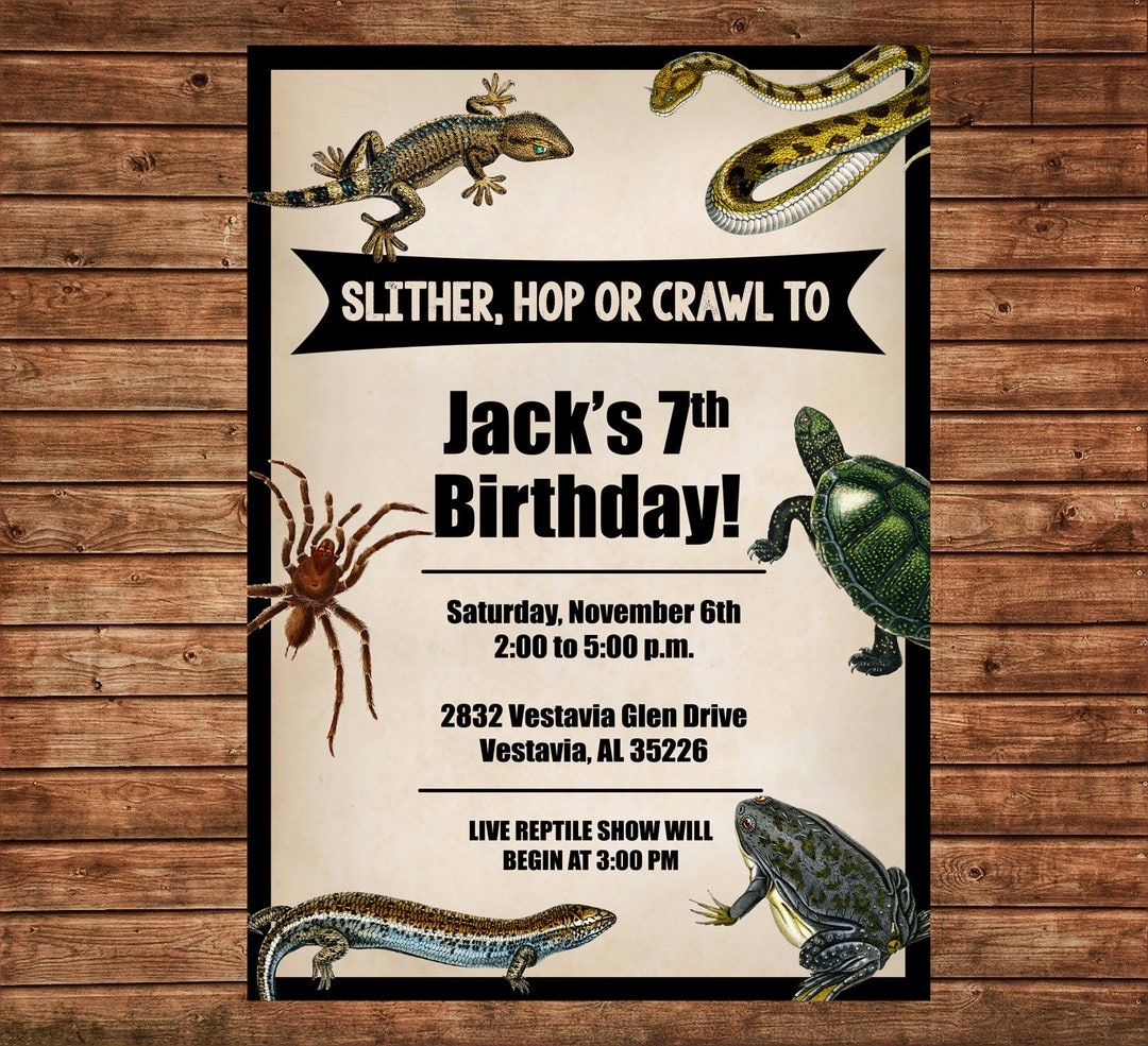 Boy Invitation Reptile Snake Lizard Birthday Party - Can Personalize ...