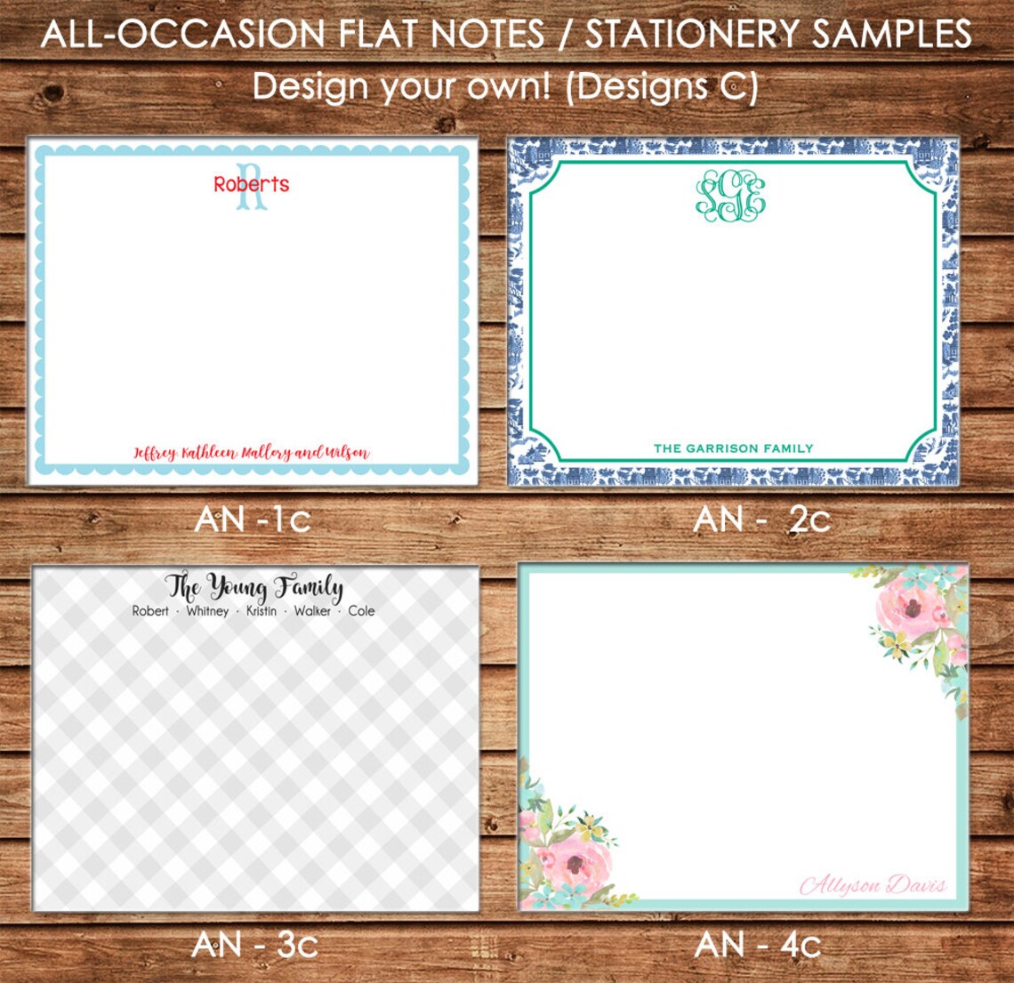 Personalized All Occasion Flat Notes Notecards Stationery With - Etsy