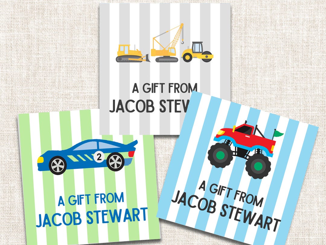 Personalized Boy Gift Tags, Boy Enclosure Cards, Boy Gift Stickers ...