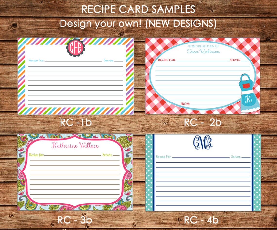 Personalized Recipe Cards Design Your Own Choose ONE | Etsy