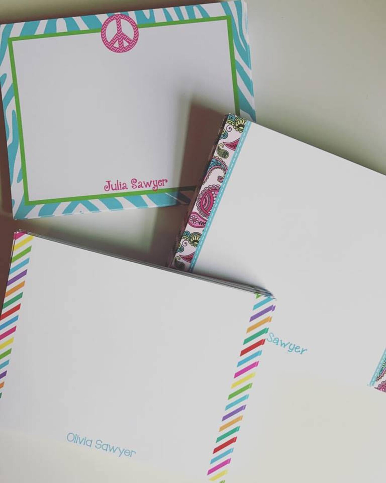 Personalized Girl Flat Notes Notecards Stationery With - Etsy
