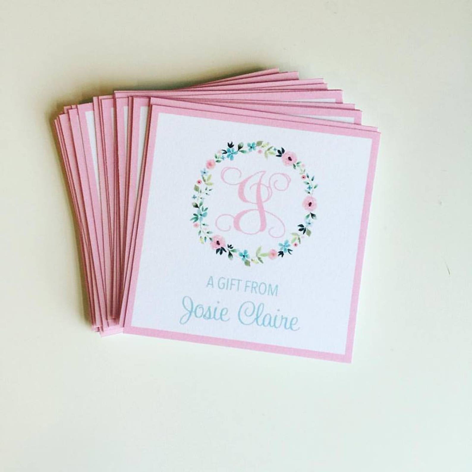 24 Square Personalized Girl Enclosure Cards Gift Stickers - Etsy