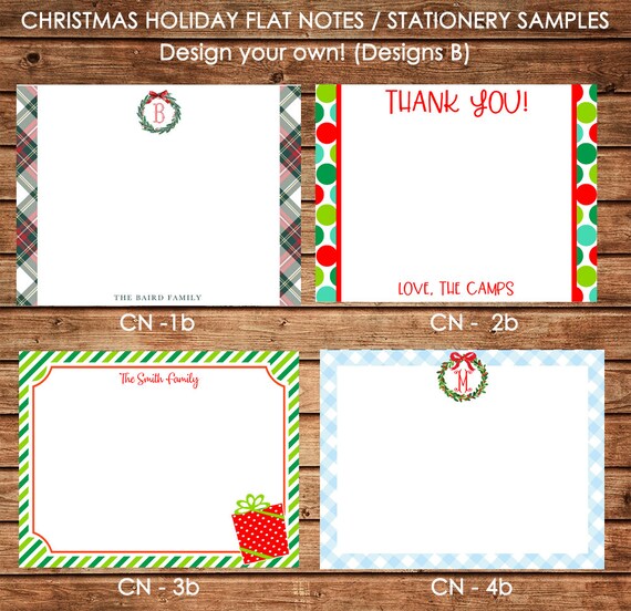 Personalized Holiday / Christmas Flat Notes Notecards | Etsy