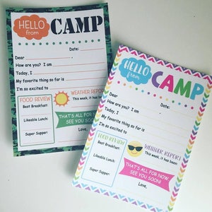 Girl Camp Notecards Note Fill in the Blank Hello Letter Bright Chevron ...