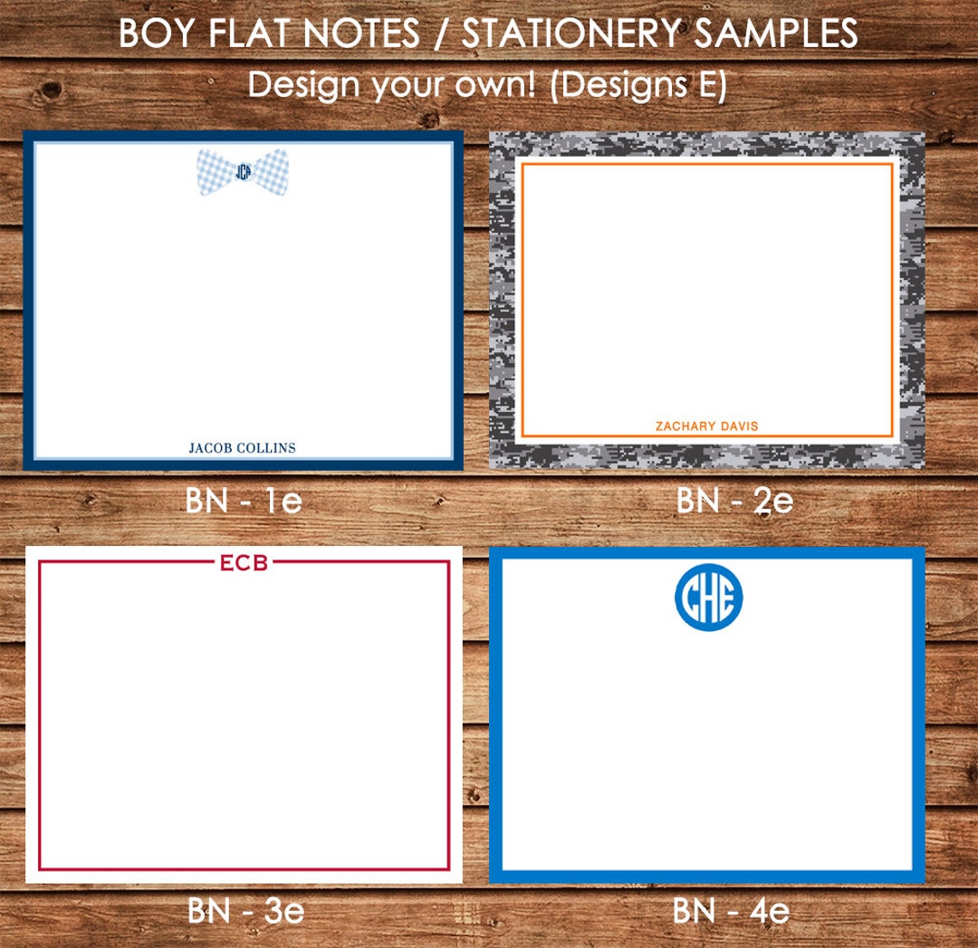 Personalized Boy Flat Notes Notecards Stationery With Envelopes ...
