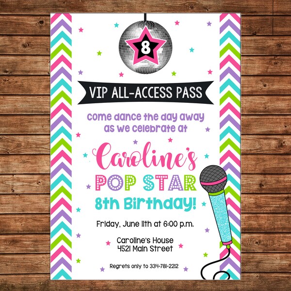 Popstar Birthday Party Invitation - Etsy