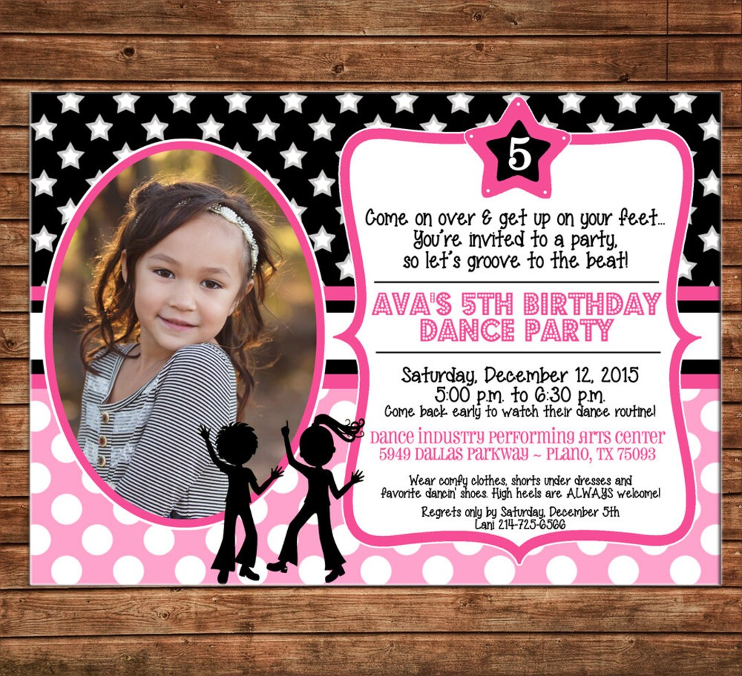 Girl Photo Invitation Dance DJ Hip Hop Birthday Party - Can Personalize ...