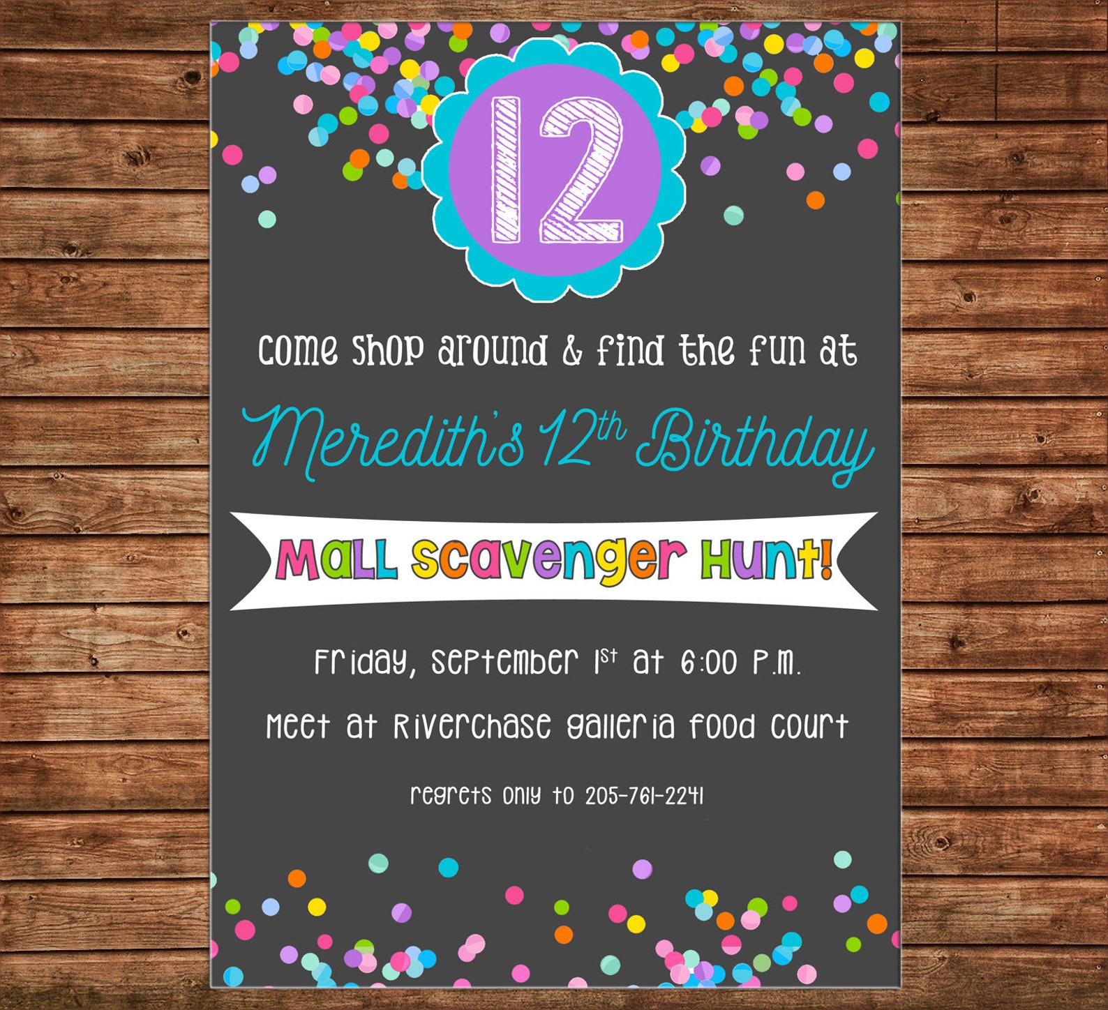 Girl Invitation Mall Shopping Scavenger Hunt Birthday Party | Etsy