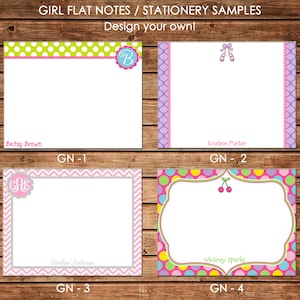 Personalized Girl Flat Notes Notecards Stationery With Envelopes Design ...