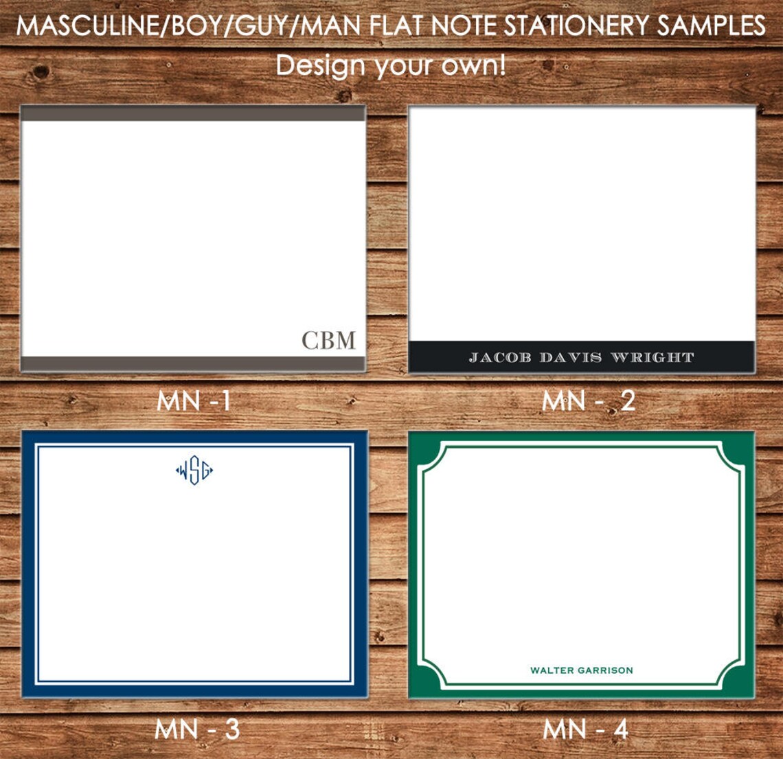 Personalized Masculine Man Men Guy Boy Simple Flat Notes - Etsy