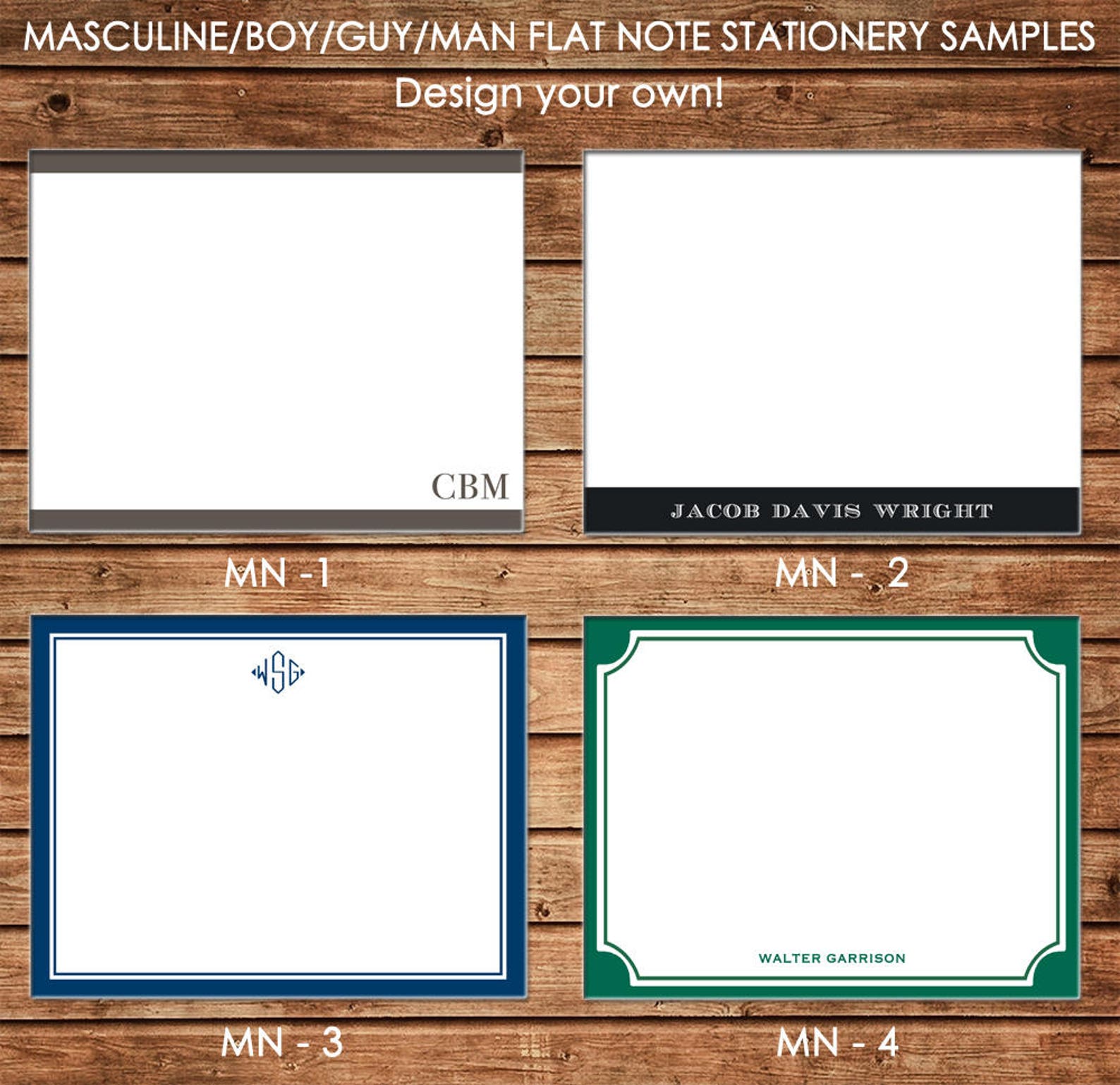 Personalized Masculine Man Men Guy Boy Simple Flat Notes - Etsy