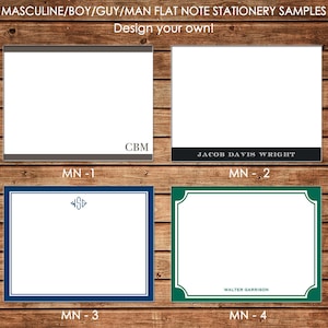 Personalized Masculine Man Men Guy Boy Simple Flat Notes Notecards ...