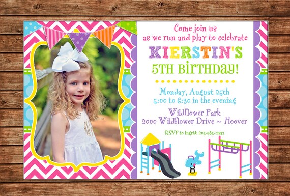 Girl Playdate Invitation Girl Playground Birthday Party Invitations