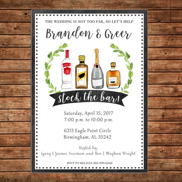Printable Stock the Bar Invitations - Etsy