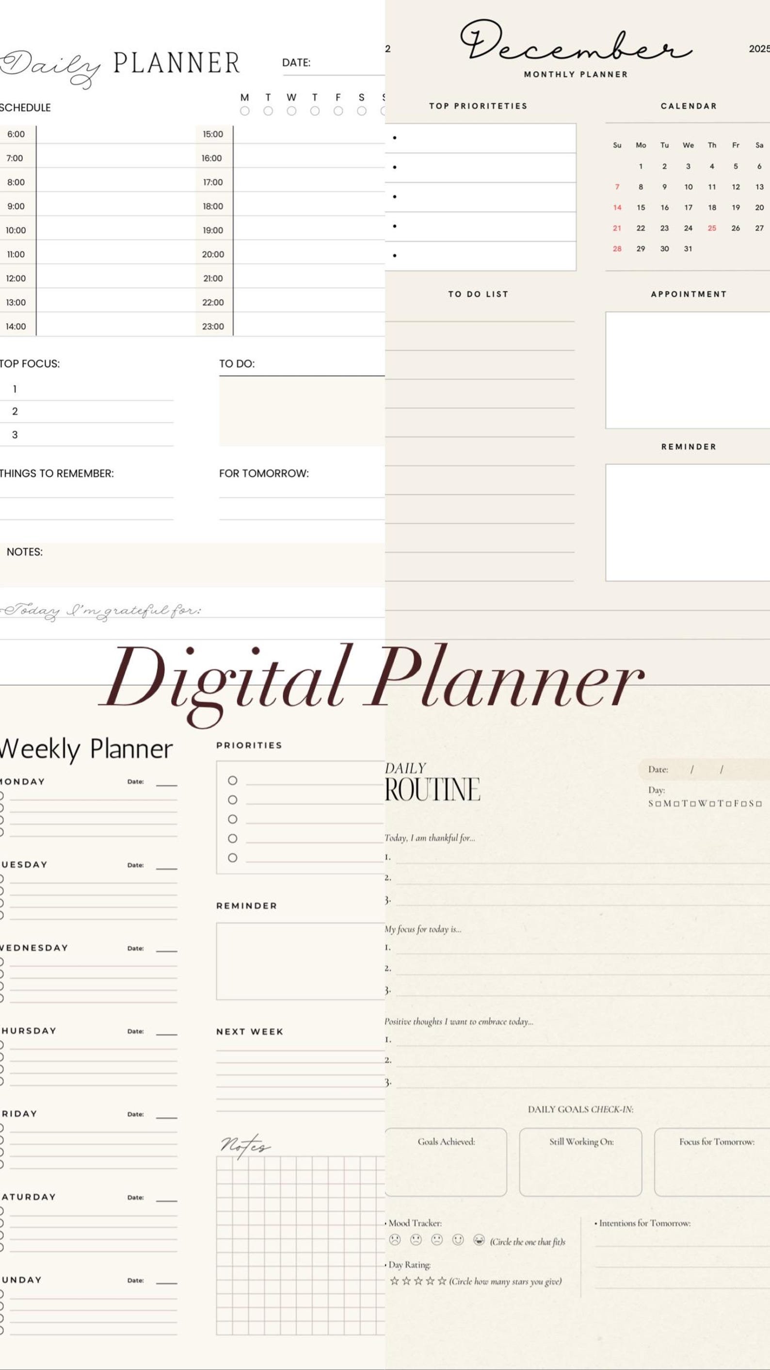 Pink Clouds Digital Planner Aesthetic PDF Planner for iPad Goodnotes ...