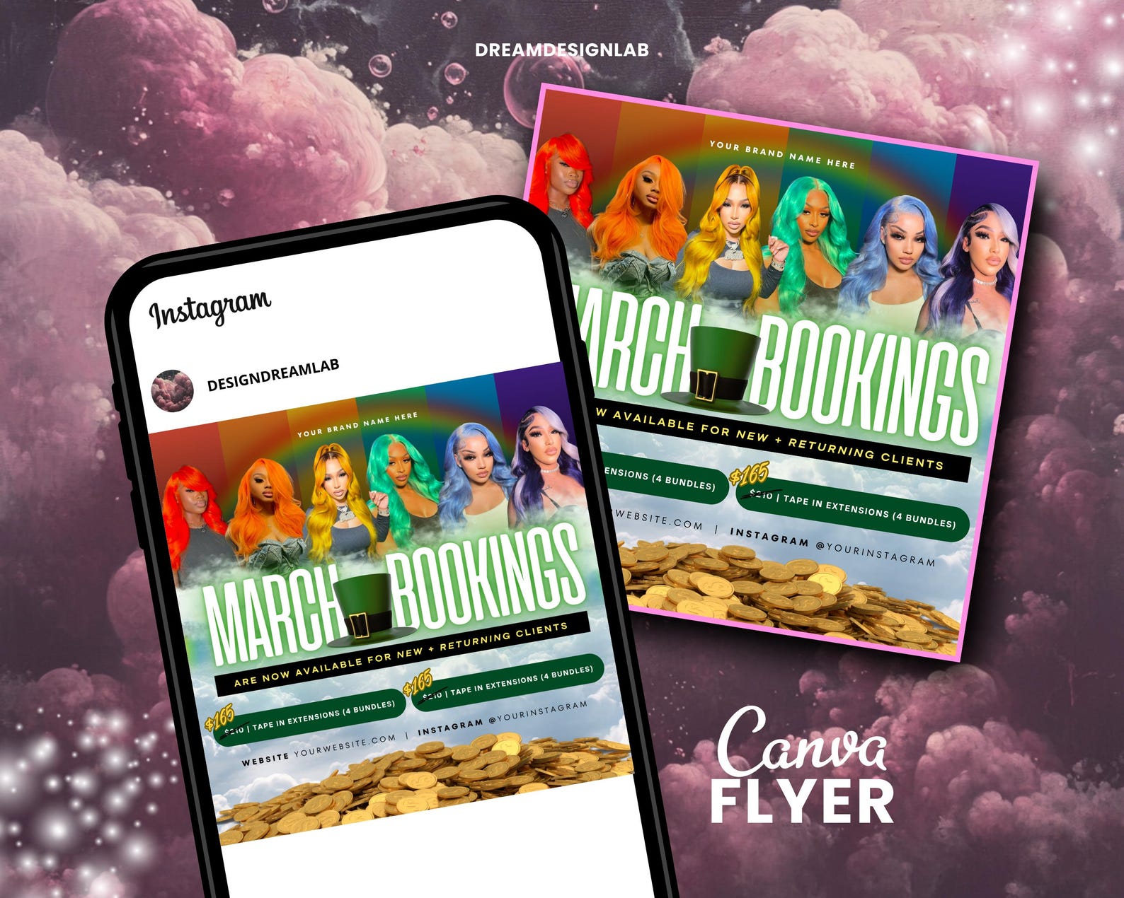 March Booking Flyer, March Madness Flyer, St. Patricks Day Flyer, Lucky ...