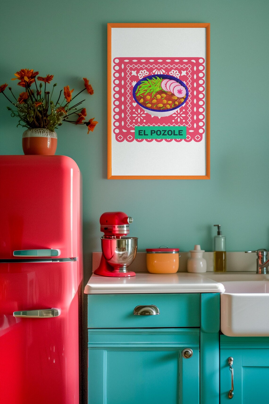 El Pozole Mexican Banner Loteria-style Wall Decor – 18x24 Kitchen ...