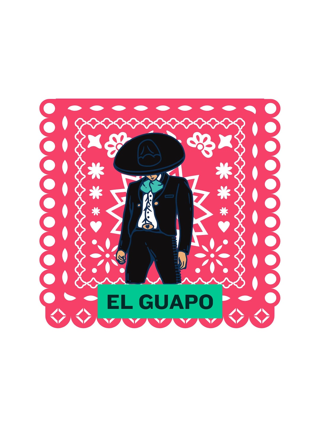 El Guapo or the Handsome Loteria-style Mexican Banner - Handsome Wall ...
