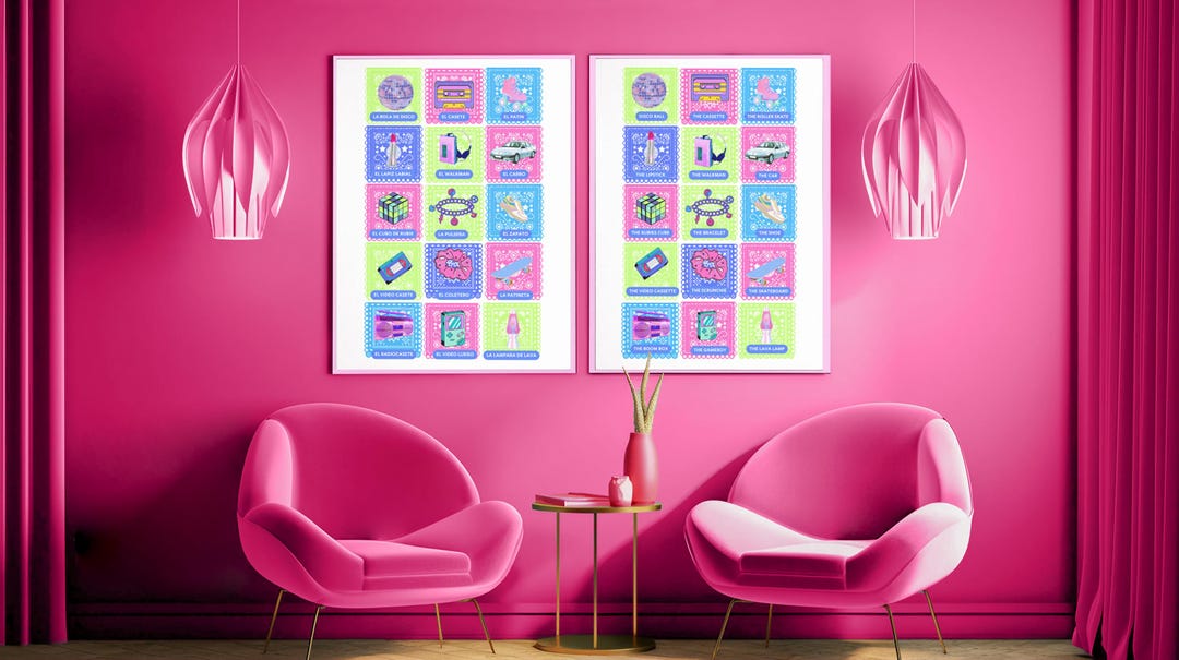 Retro 80s Loteria-inspired Poster | Digital Download | Bilingual ...