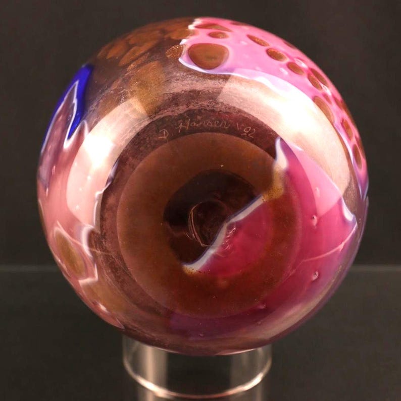 1992 Diane Hansen Signed Glass Vase - Gold-infused Pilchuck Era ...