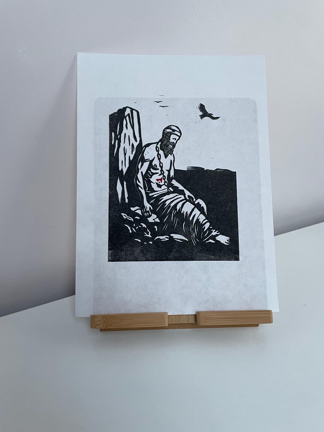 Prometheus on the Rock - Greek Mythos Lino Print - Etsy