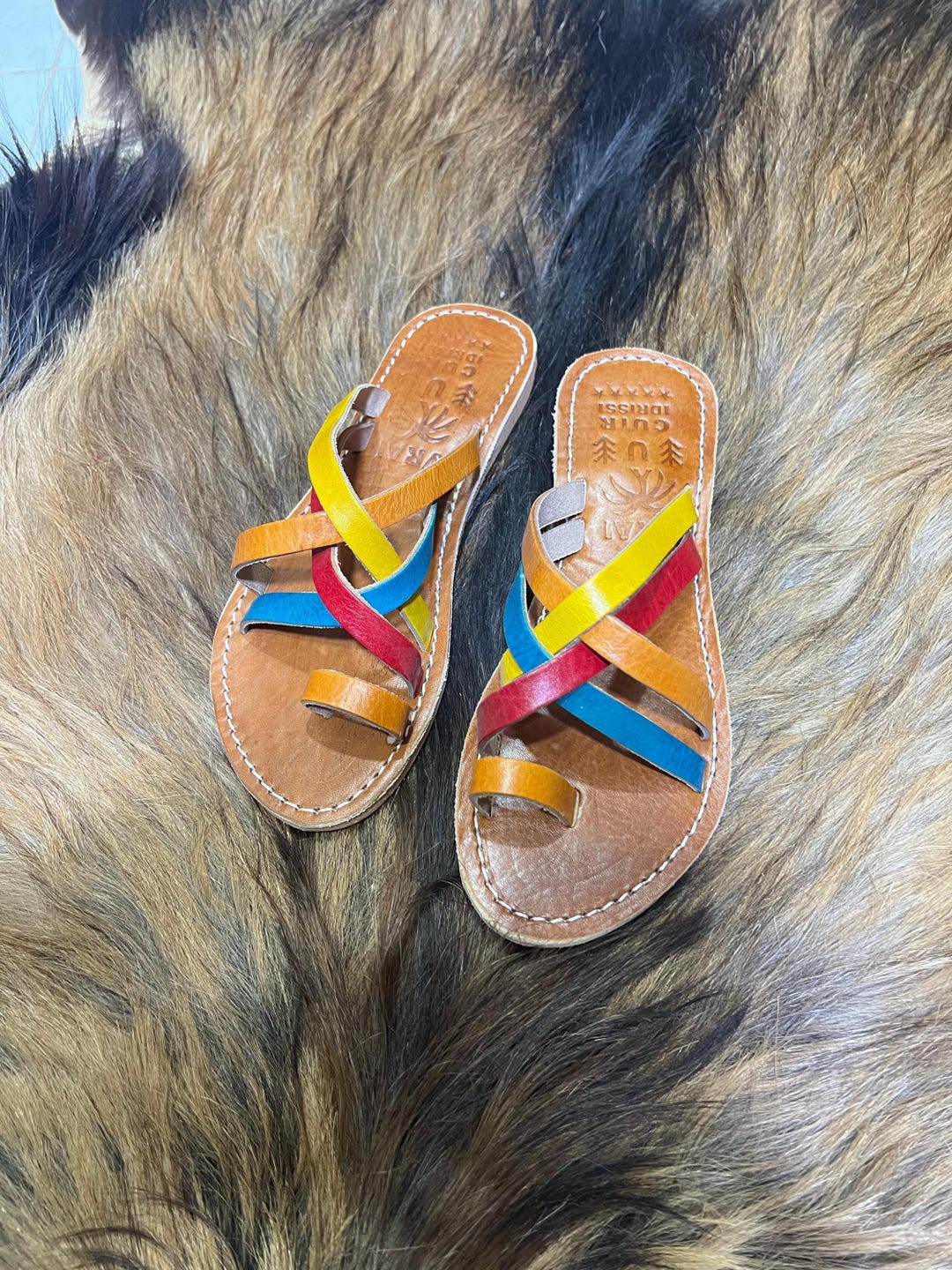 Colorful Moroccan Leather Sandals | Handmade Boho Summer Sandals for ...