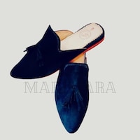 Embroidered Black Slippers, Pointed Mule, Short Heel Slipper, Hand-made ...