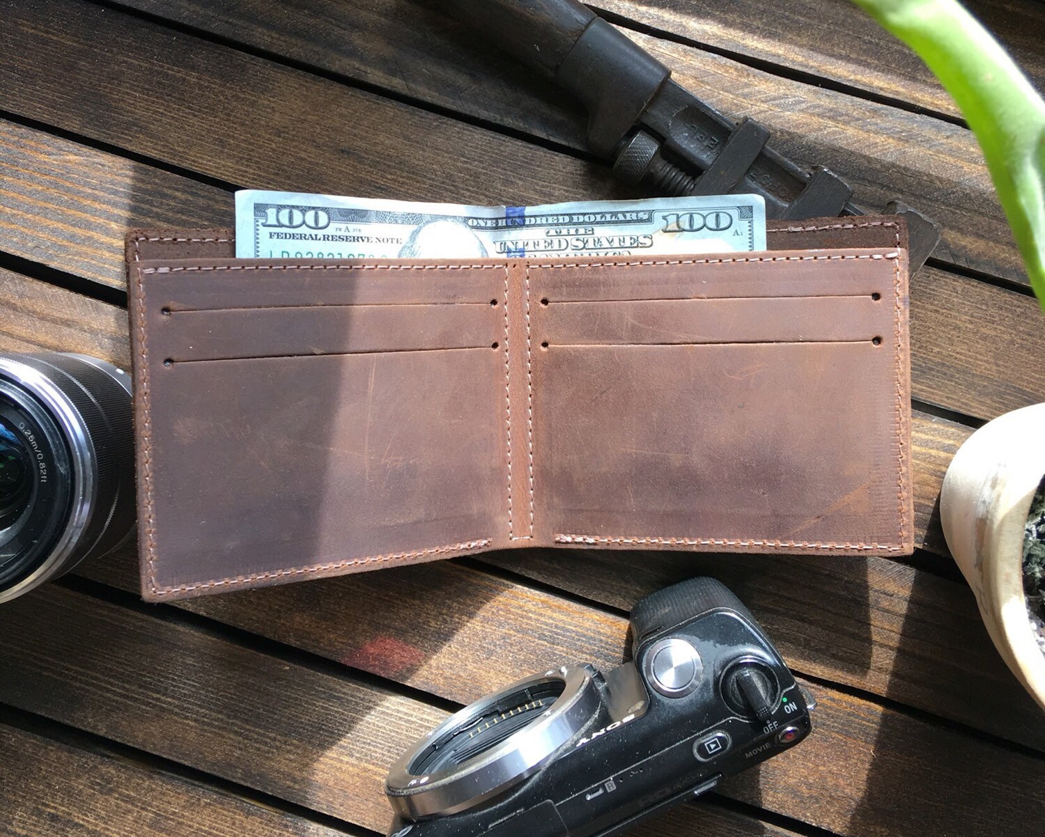 Mens Leather Wallet Slim Wallet Engraved Wallet Bicycle - Etsy