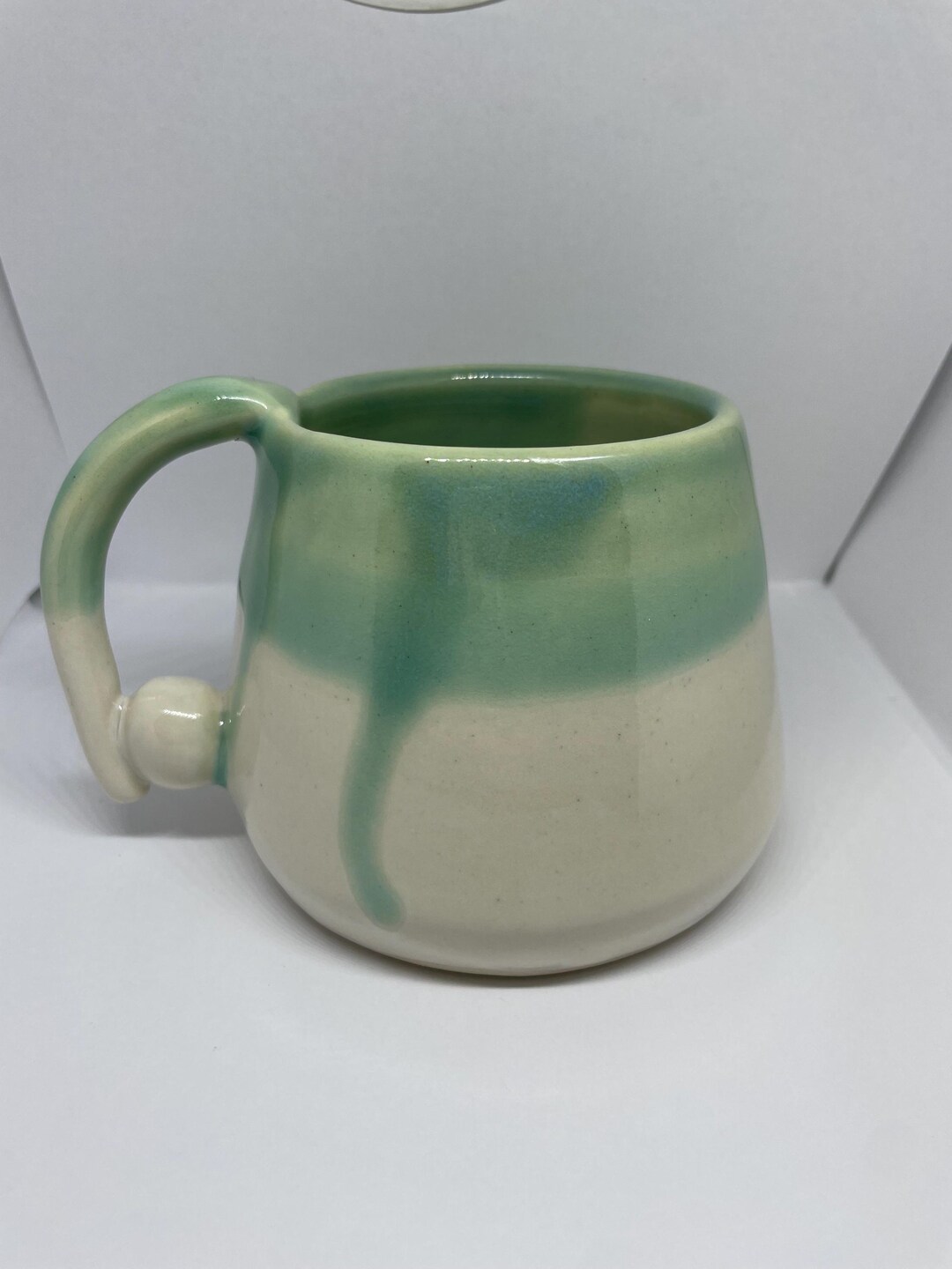 White & Green Drip Mug - Etsy