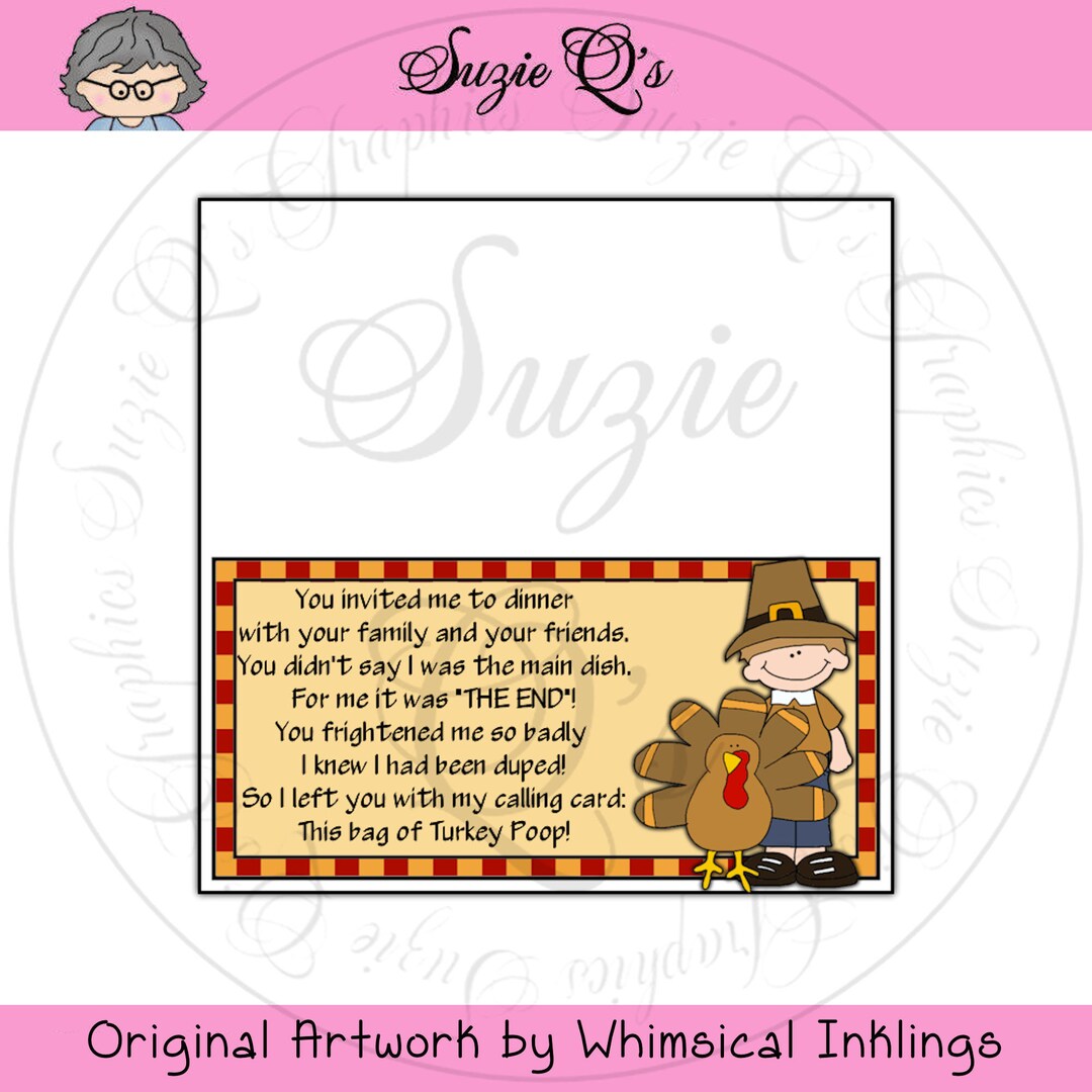 Turkey Poop Bag Topper - Digital Printables - Immediate Download - Etsy