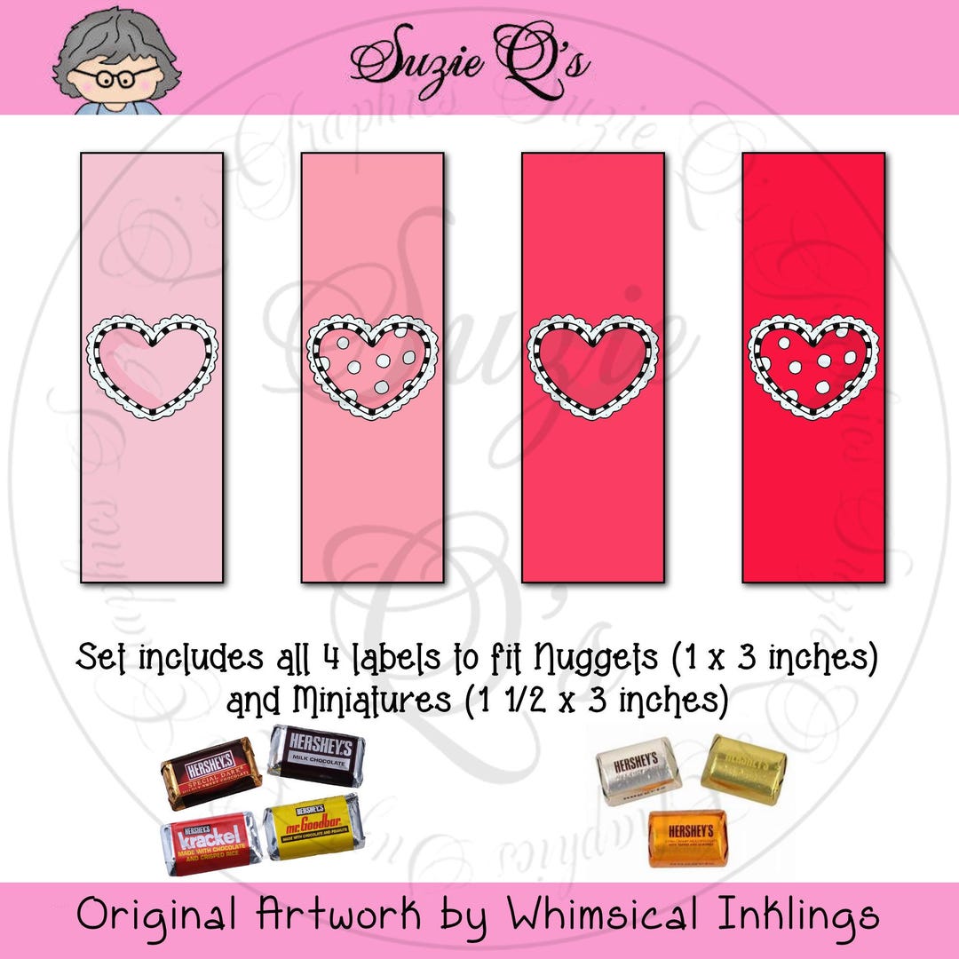 Valentine Small Candy Wrappers (2 Sizes to Fit Nuggets or Miniatures ...