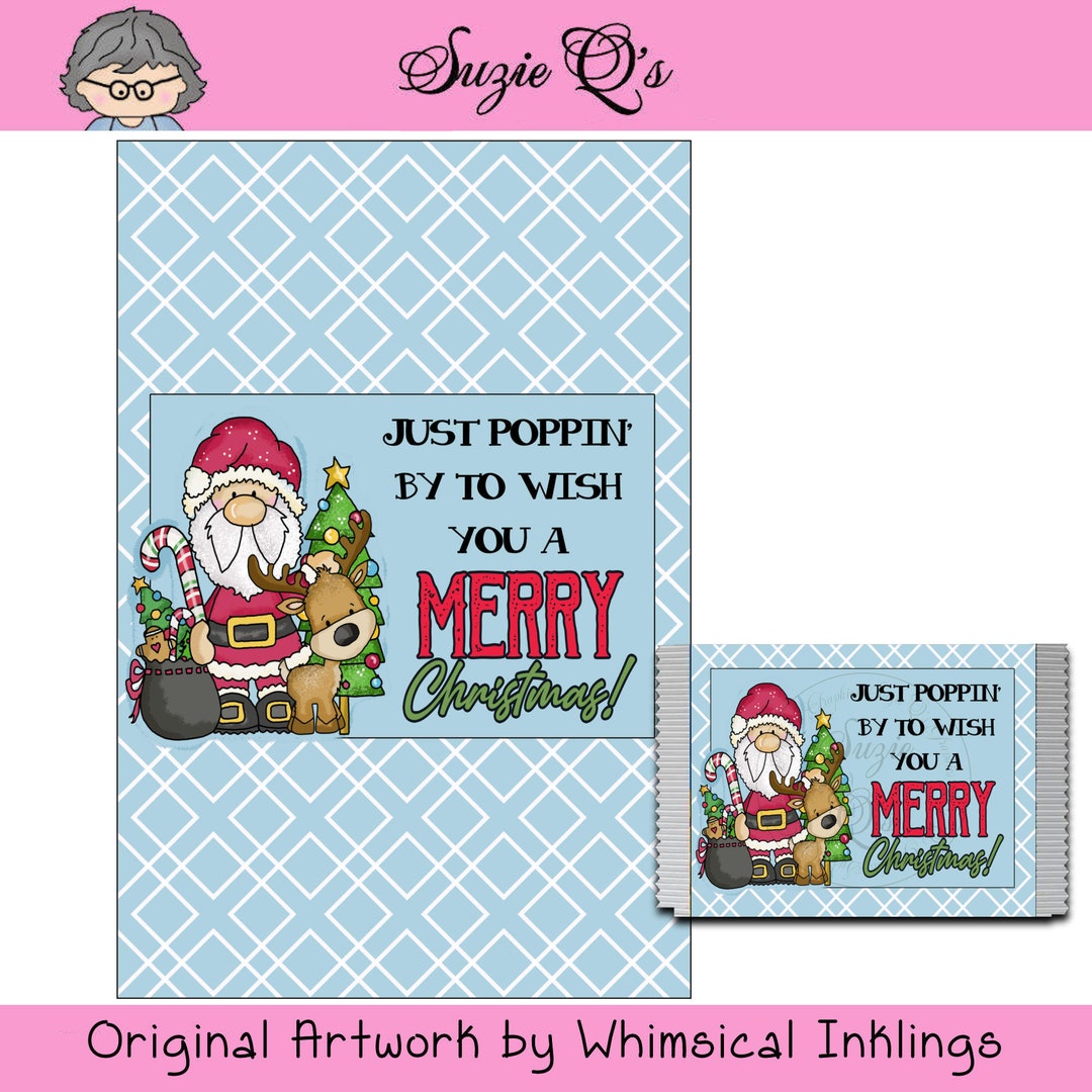 Merry Christmas Microwave Popcorn Wrapper - Digital Printable ...