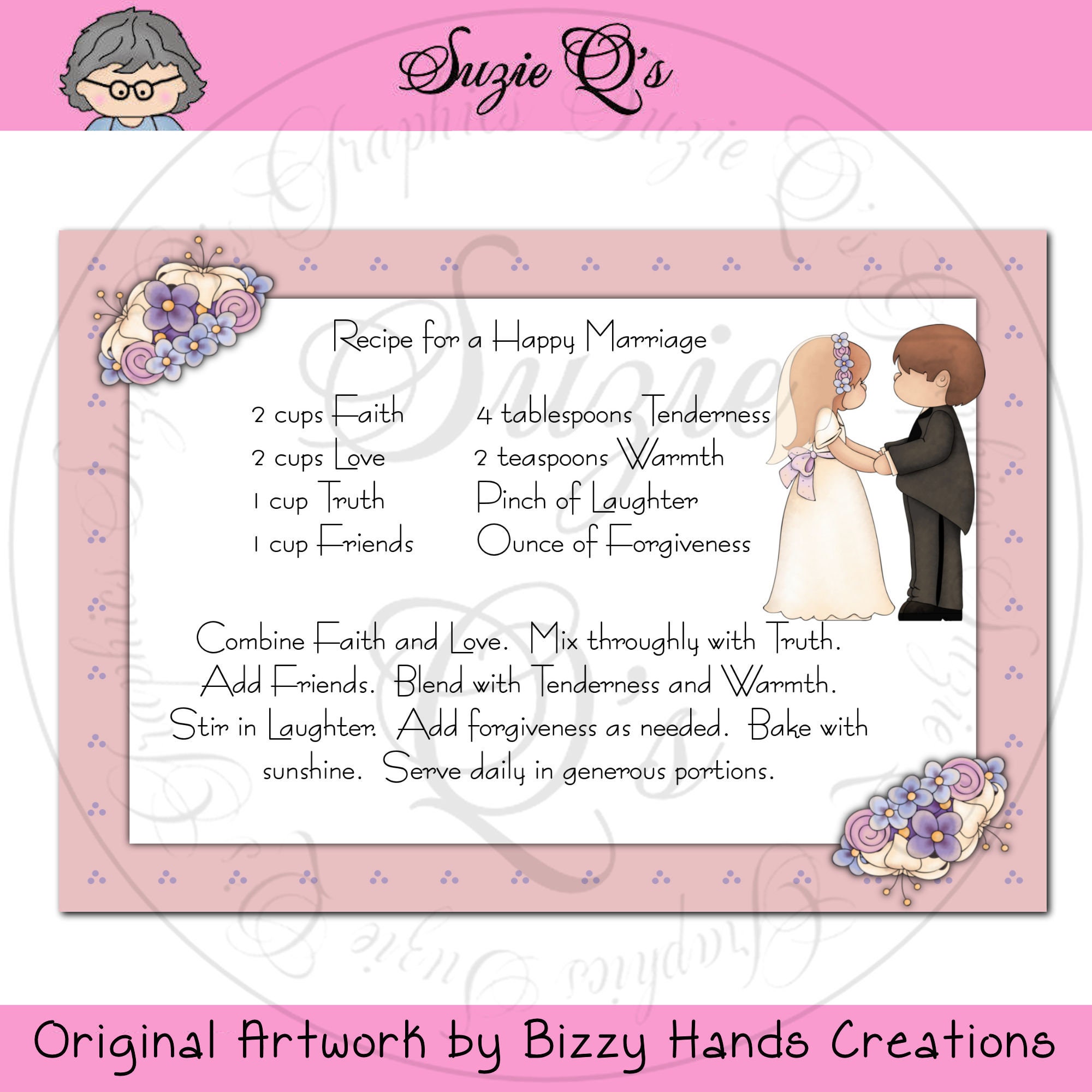 Recipe for a Happy Marriage Card Front Digital Printable - Etsy UK