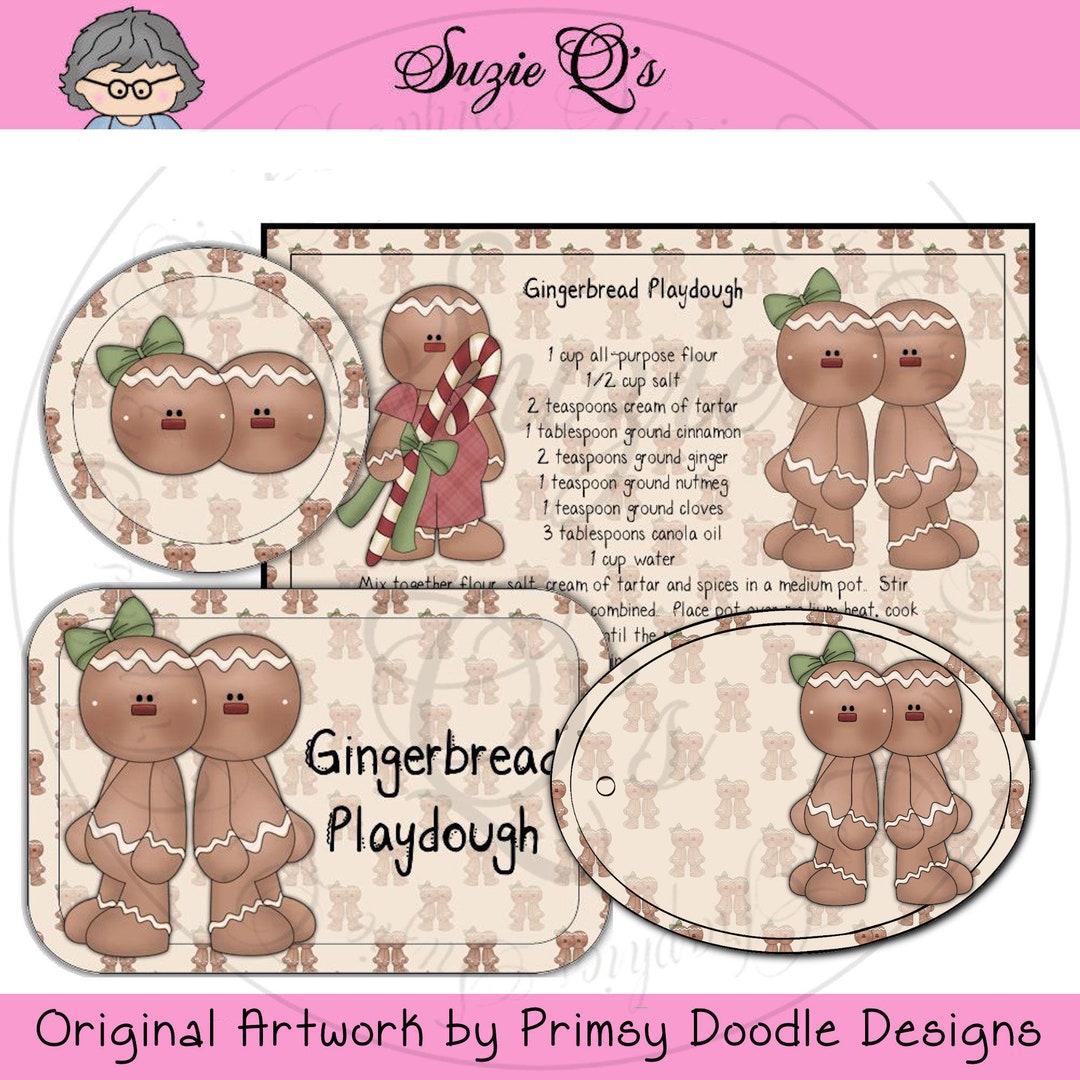 Gingerbread Playdough Kit - Labels, Tag and Recipe - Digital Printable ...