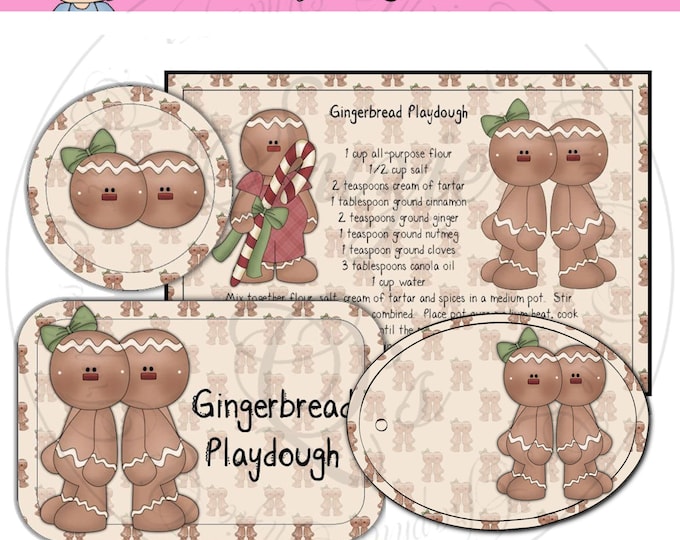 Gingerbread Playdough Kit - Labels, Tag and Recipe - Digital Printable ...