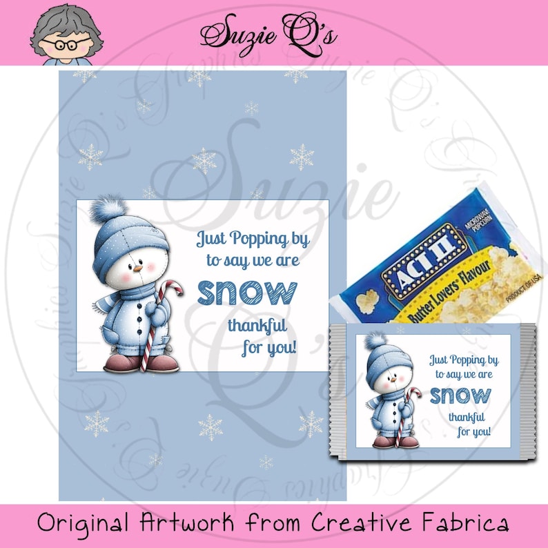Snowman Popcorn Wrapper - Digital Printable - Immediate Download - Etsy