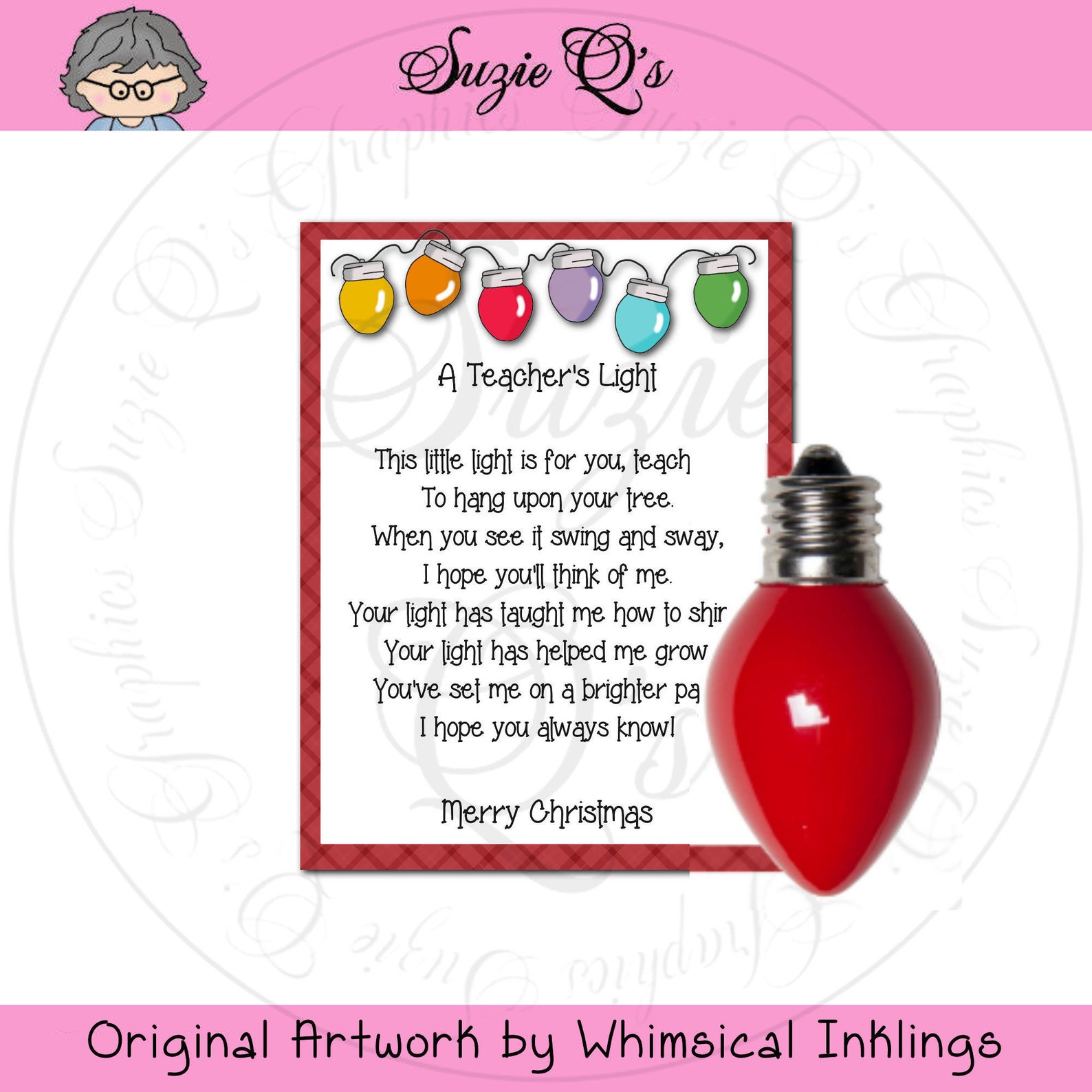 A Teacher's Light Card/tag in 2 Sizes poem Version 2 - Etsy