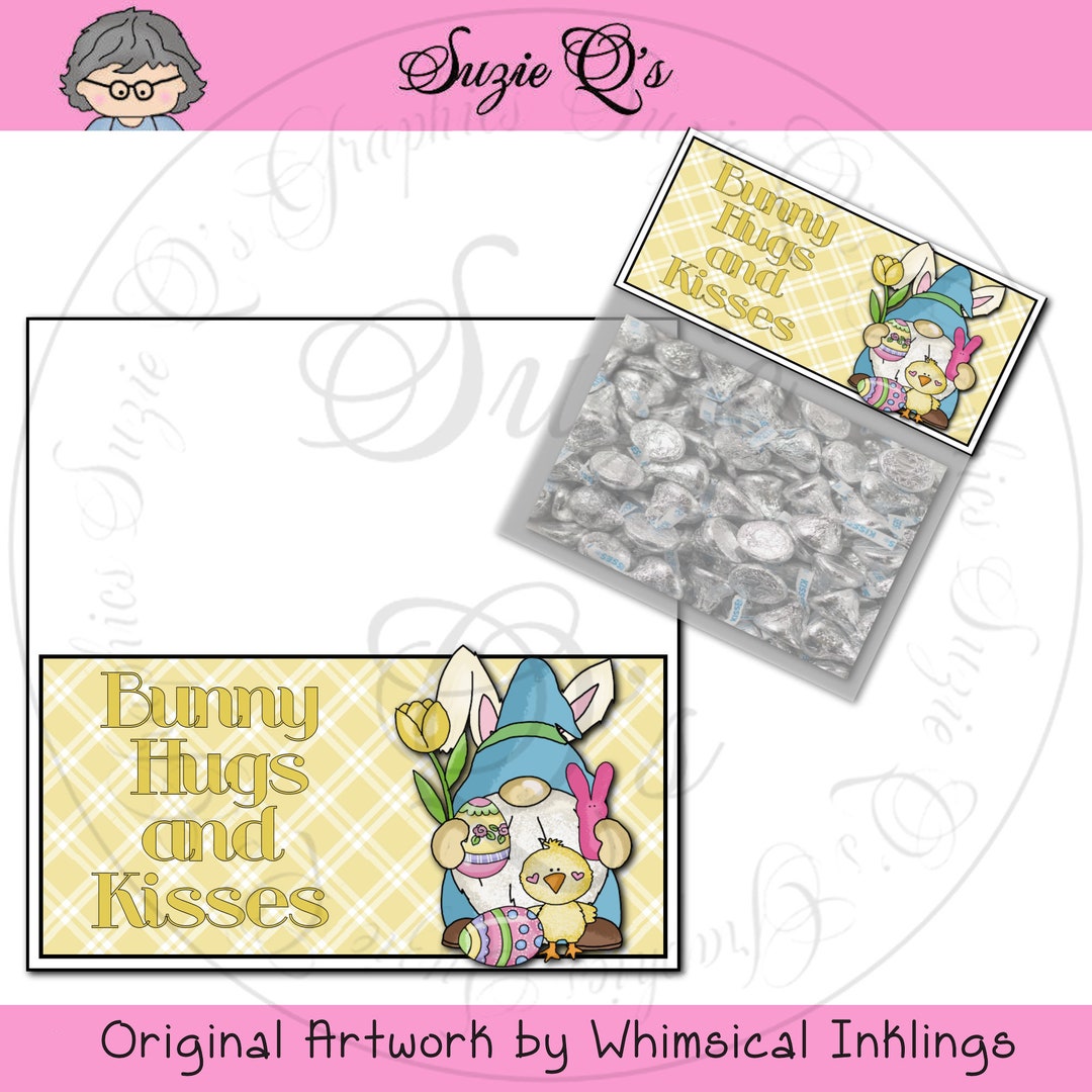 Bunny Hugs and Kisses Bag Topper - Digital Printable - Immediate ...